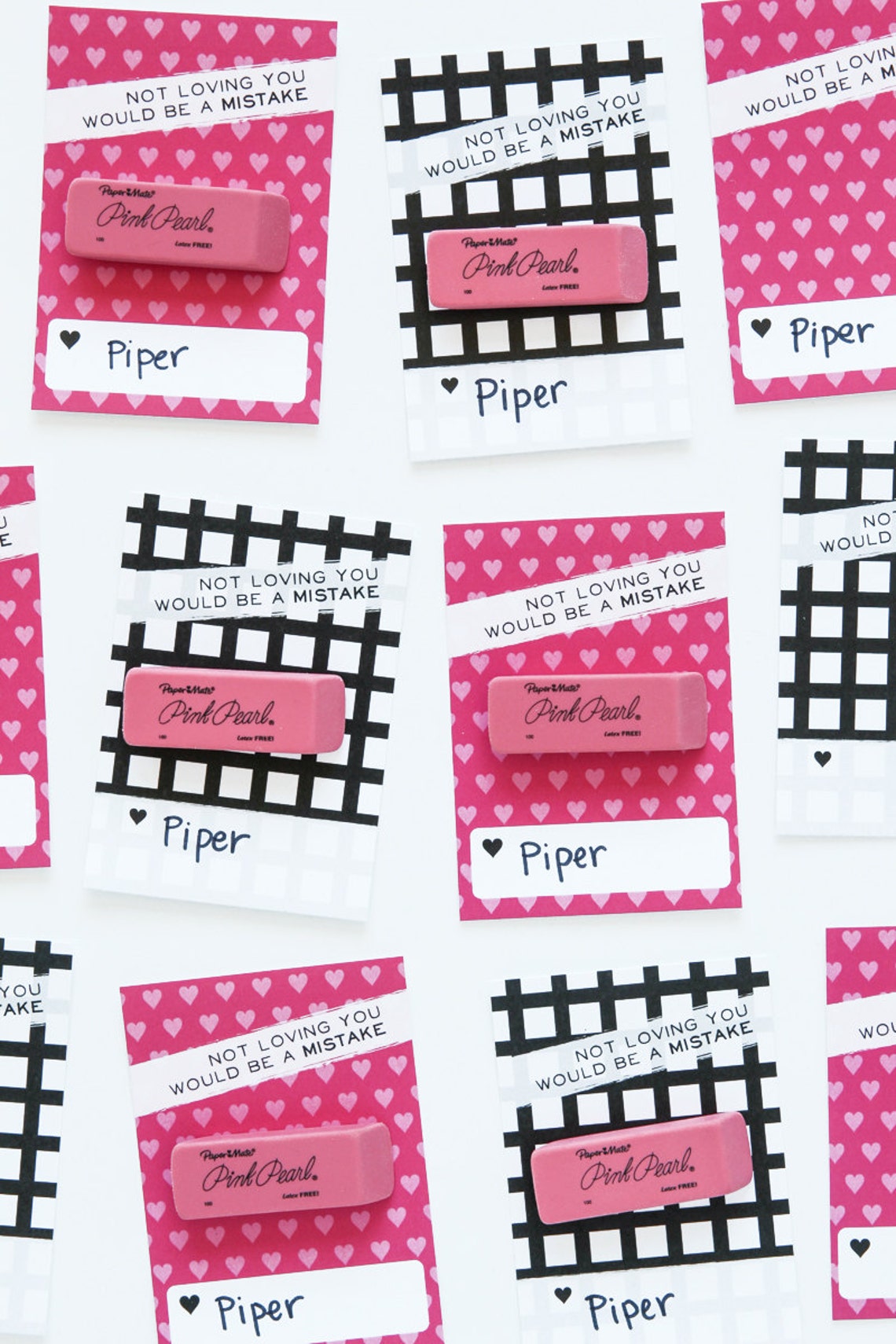 Editable Pink Eraser Valentine Template - Printable PDF Eraser ...