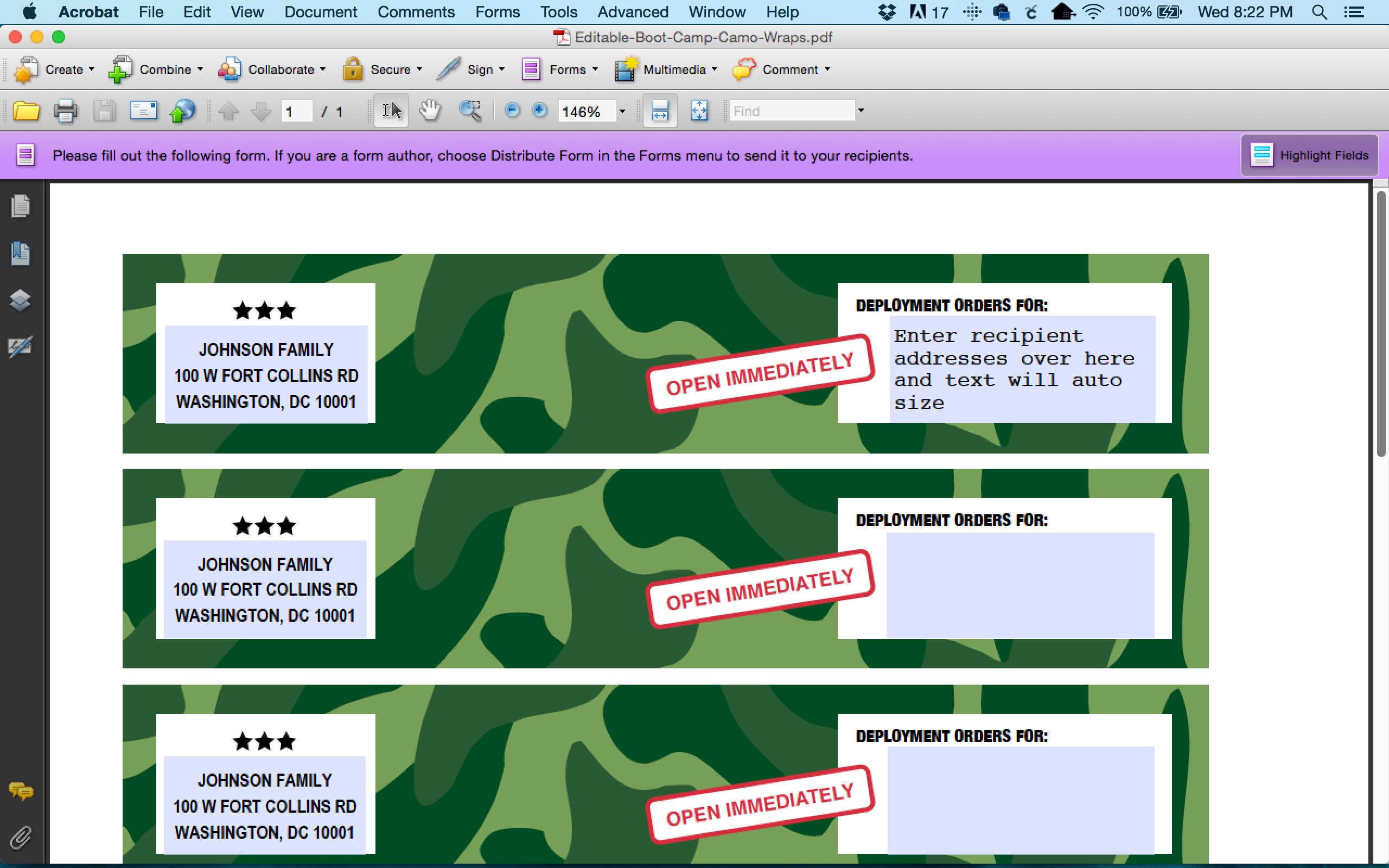 EDITABLE Boot Camp Party Invitations Address Labels - Instantly ...