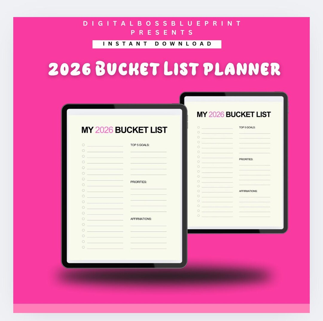 2026 Bucket List Planner | Life Goals Planner | Digital Vision & Goal ...