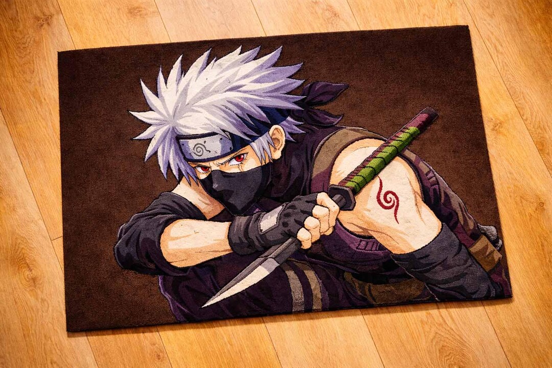 Ninja Warrior Rug, Anime Style Area Rug, Gaming Room Bedroom Floor ...