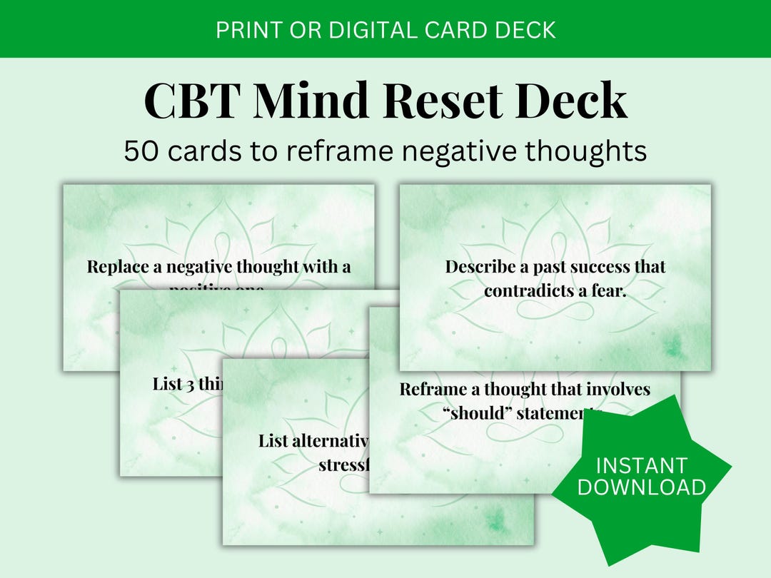 CBT Mind Reset Deck | 50 Therapy Cards to Reframe Negative Thoughts ...