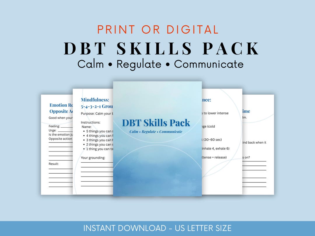 DBT Skills Pack | Emotional Regulation Worksheets | Therapy Tools for ...