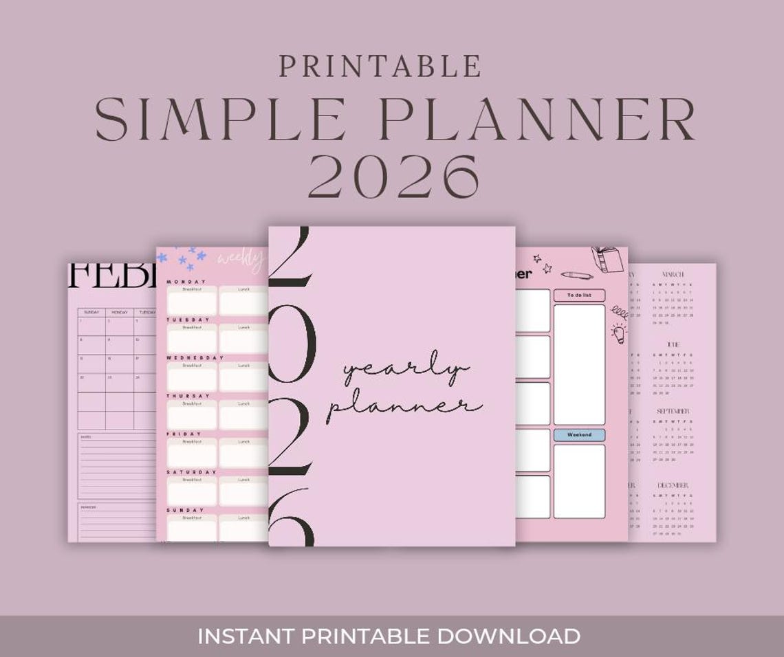 Simple Digital Planner 2026 - Etsy