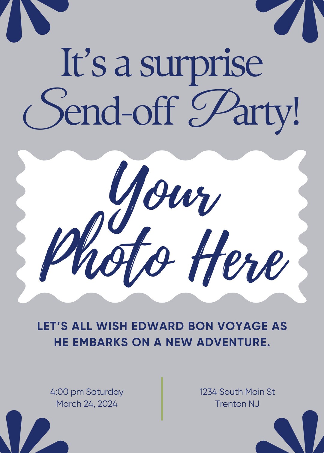 Blue Custom Photo Surprise Going Away Send off Party Invitation ...