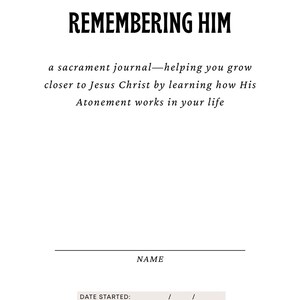 Downloadable Pdf-remembering Him: a Sacrament Journal - Etsy