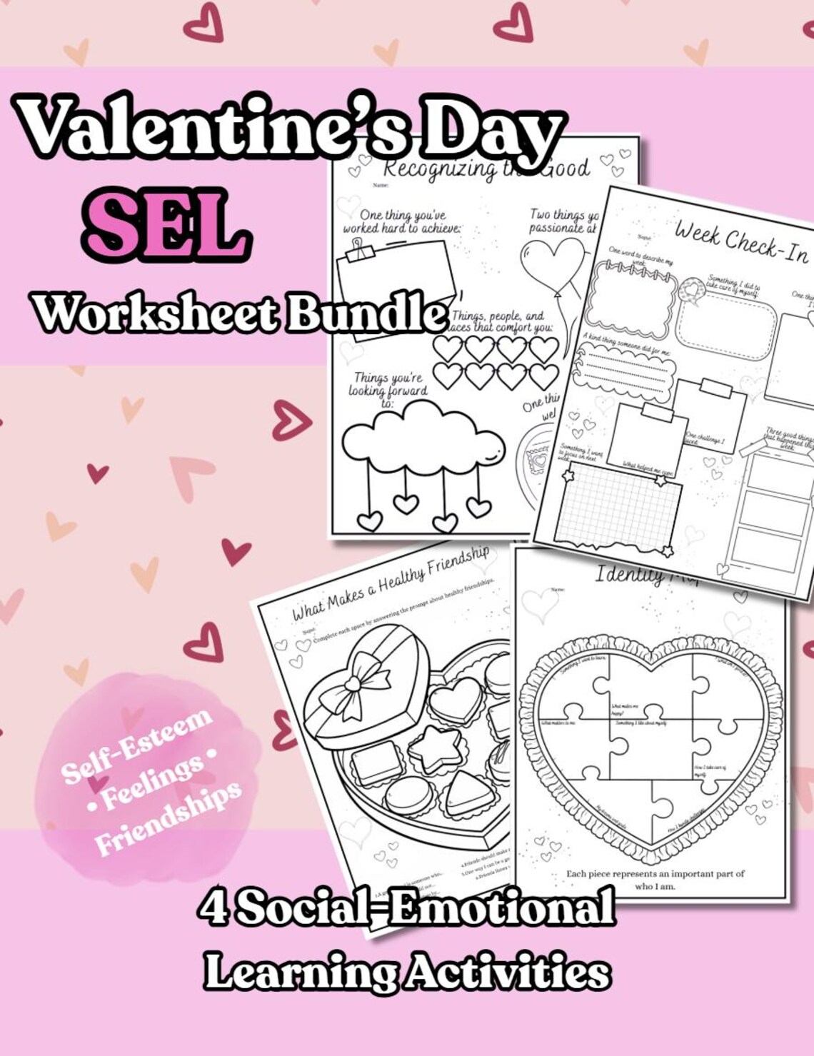 Valentine’s Day SEL Worksheets for Kids & Teens, Social Emotional ...