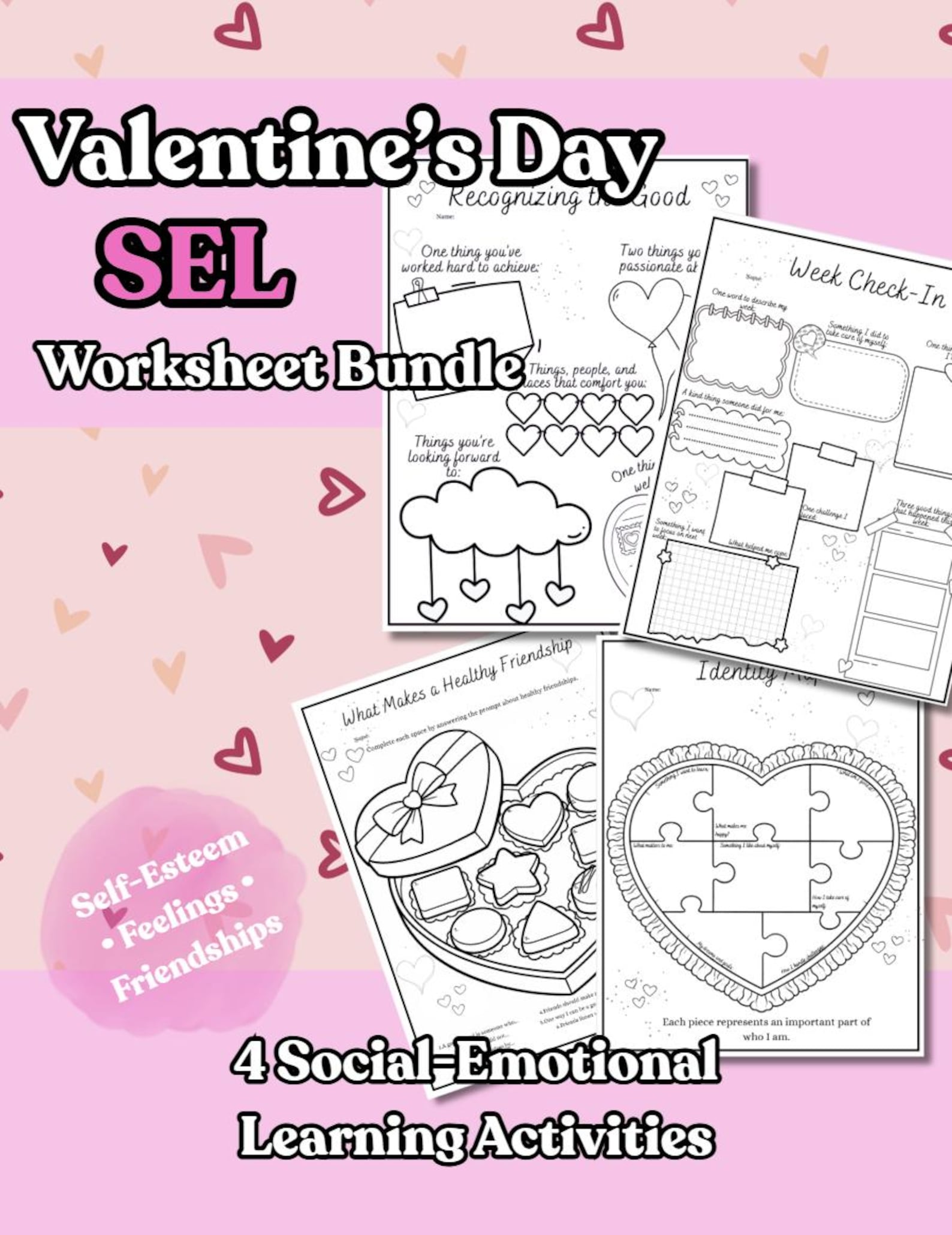 Valentine’s Day SEL Worksheets for Kids & Teens, Social Emotional ...