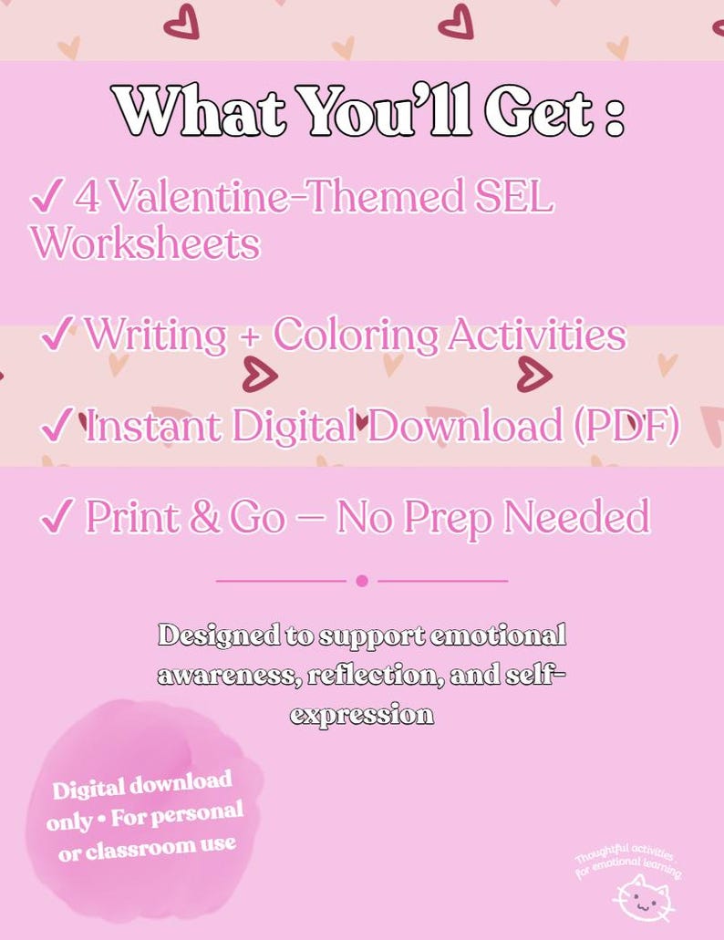 Valentine’s Day SEL Worksheets for Kids & Teens, Social Emotional ...