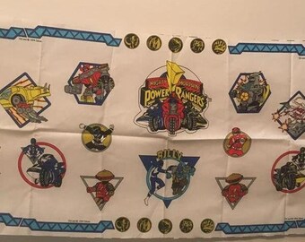 Vintage Power Rangers Fabric Quilting, Decor Wall Panel MMPR 1994 Saban ...