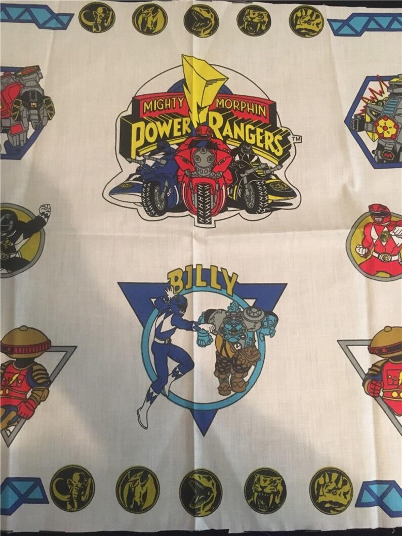 Vintage 1994 Mighty Morphin Power Rangers Fabric Textile Panel Wall ...