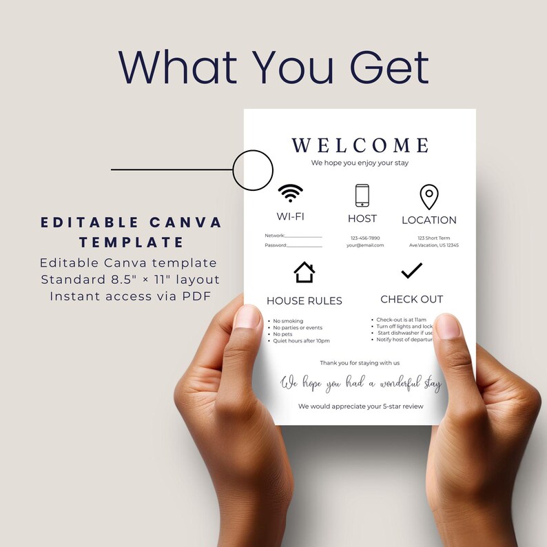 Editable Airbnb Welcome Sign Template, Wifi, House Rules, Checkout ...