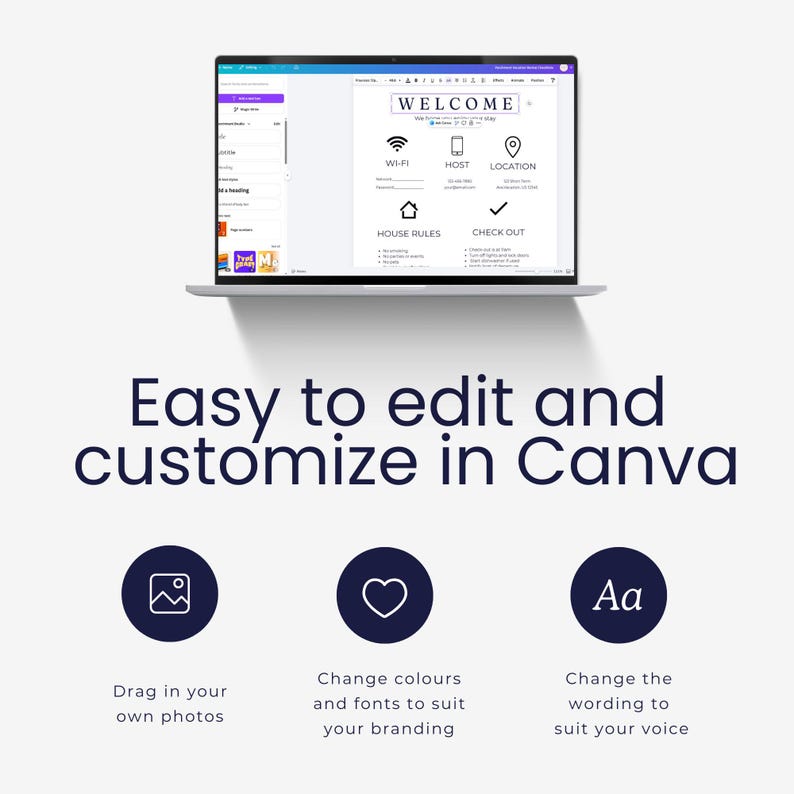 Editable Airbnb Welcome Sign Template, Wifi, House Rules, Checkout ...