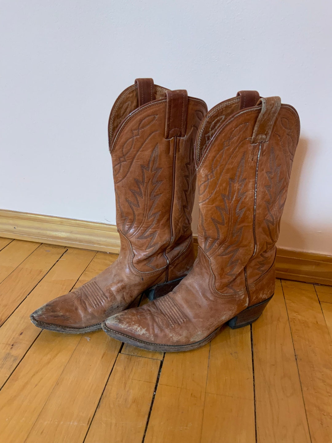 Vintage Tan Cowboy Boots, Very Distressed - Etsy