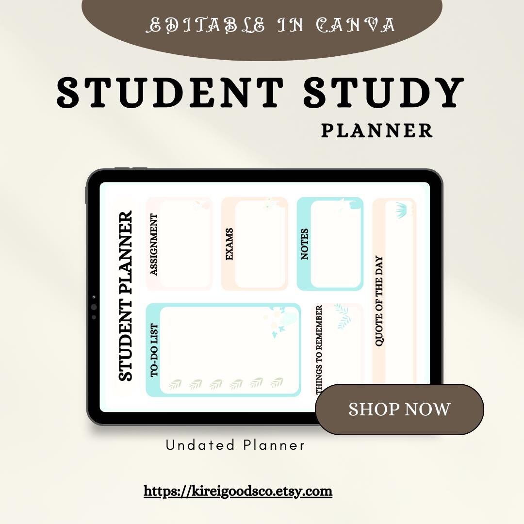 Printable Digital Student Study Planner| Assignment Tracker for ...