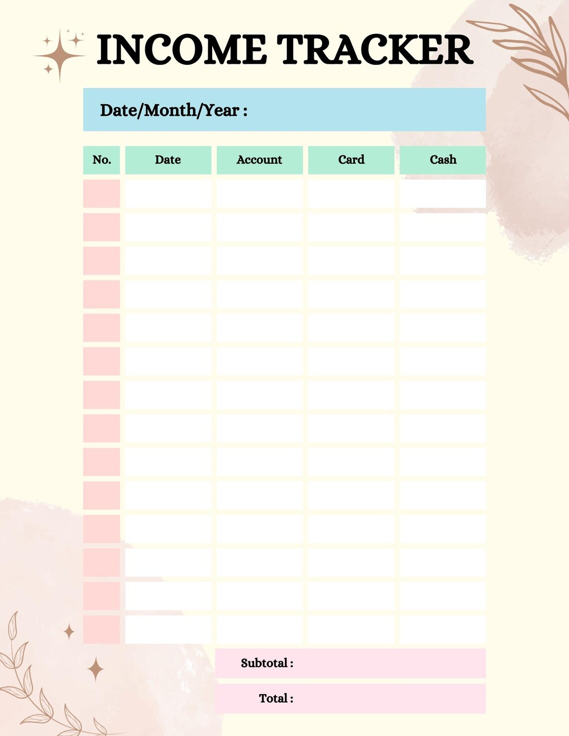 Income Tracker Printable for Budgeting & Side Hustles| Monthly Income ...
