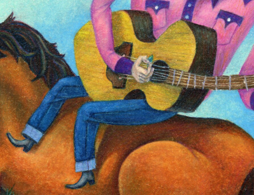 Cowboy Serenade is a Drawing Depicting a Cowboy Serenading His Sleeping ...