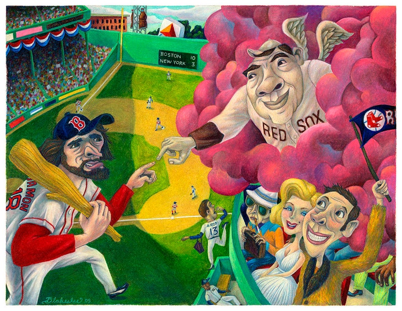 Reverse the Curse a Drawing of the Boston Red Sox Victory Over - Etsy