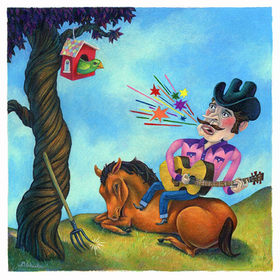 Cowboy Serenade is a Drawing Depicting a Cowboy Serenading His Sleeping ...