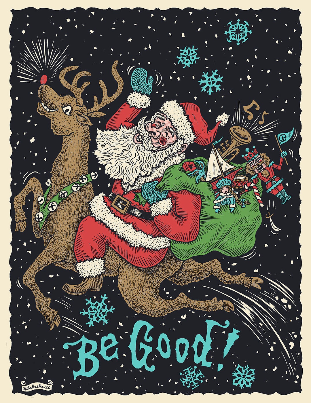 Santa be Good Limited Edition Silkscreen Print - Etsy
