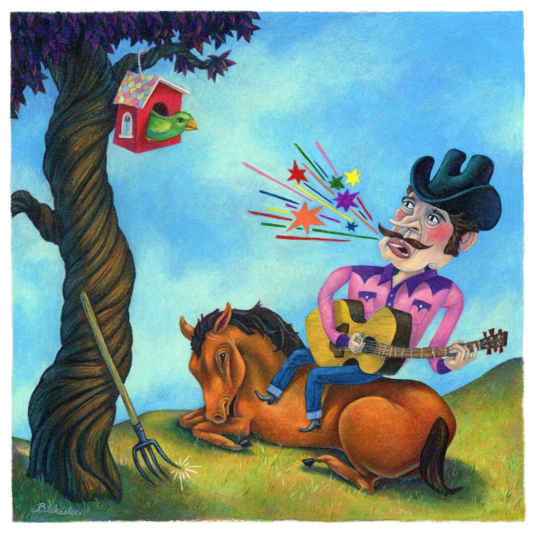Cowboy Serenade is a Drawing Depicting a Cowboy Serenading His Sleeping ...