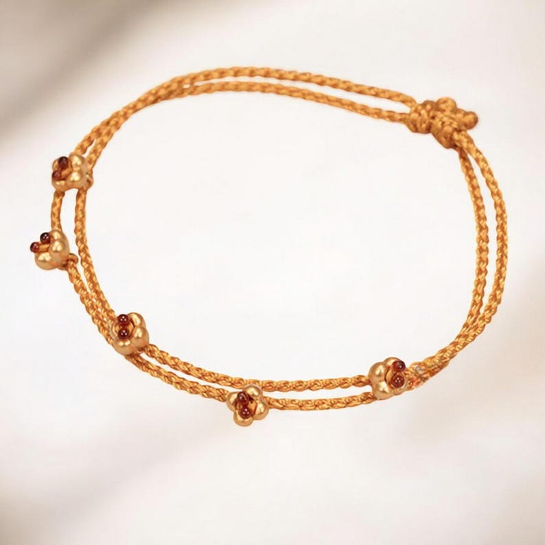 24k Fine Gold Osmanthus Flower Charm Red Rope Bracelet - Etsy