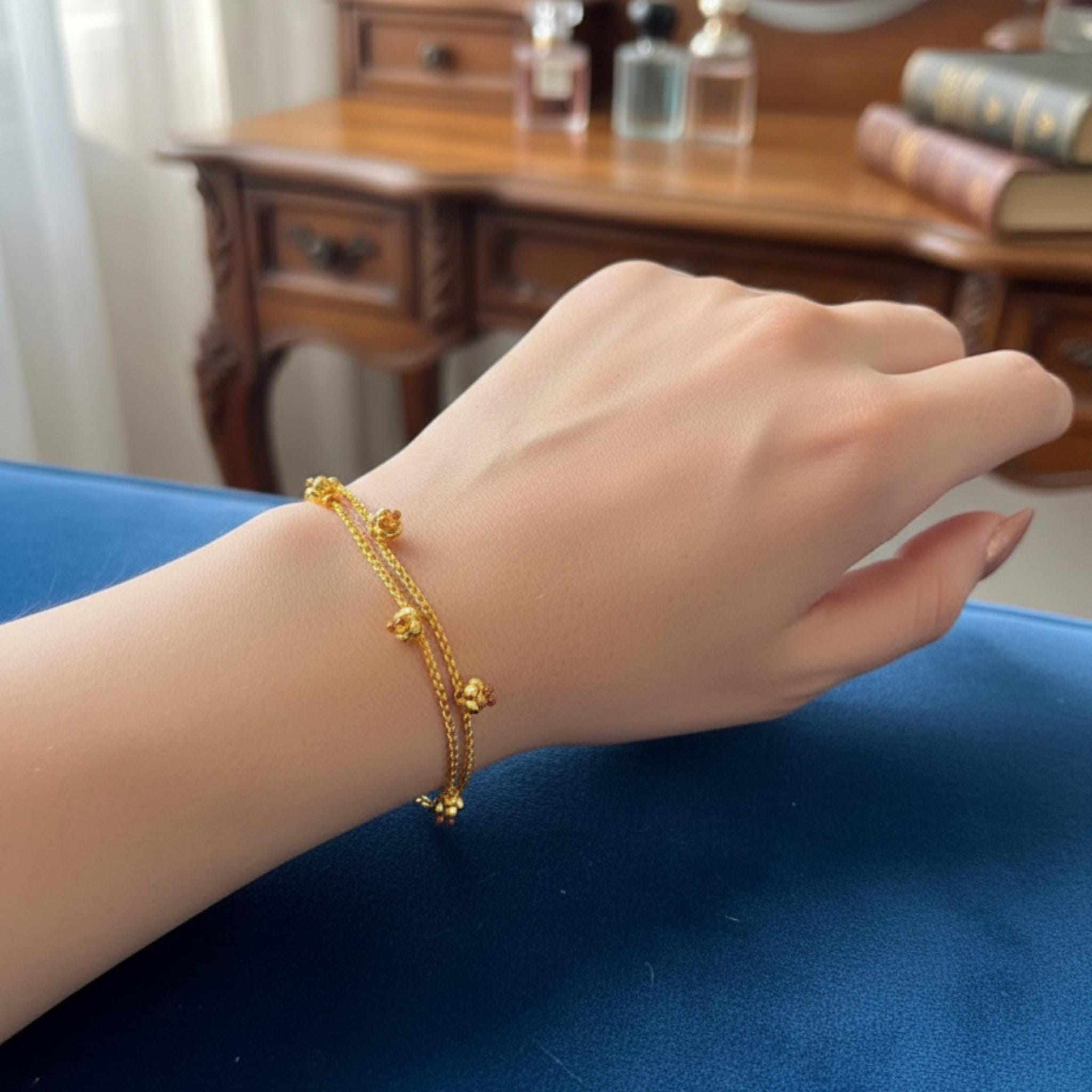 24k Pure Gold Osmanthus Flower Charm Red Rope Bracelet - Etsy