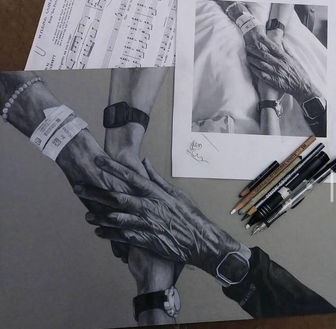 Custom Hand Charcoal and Graphite Drawing; Hospital Keepsake ...