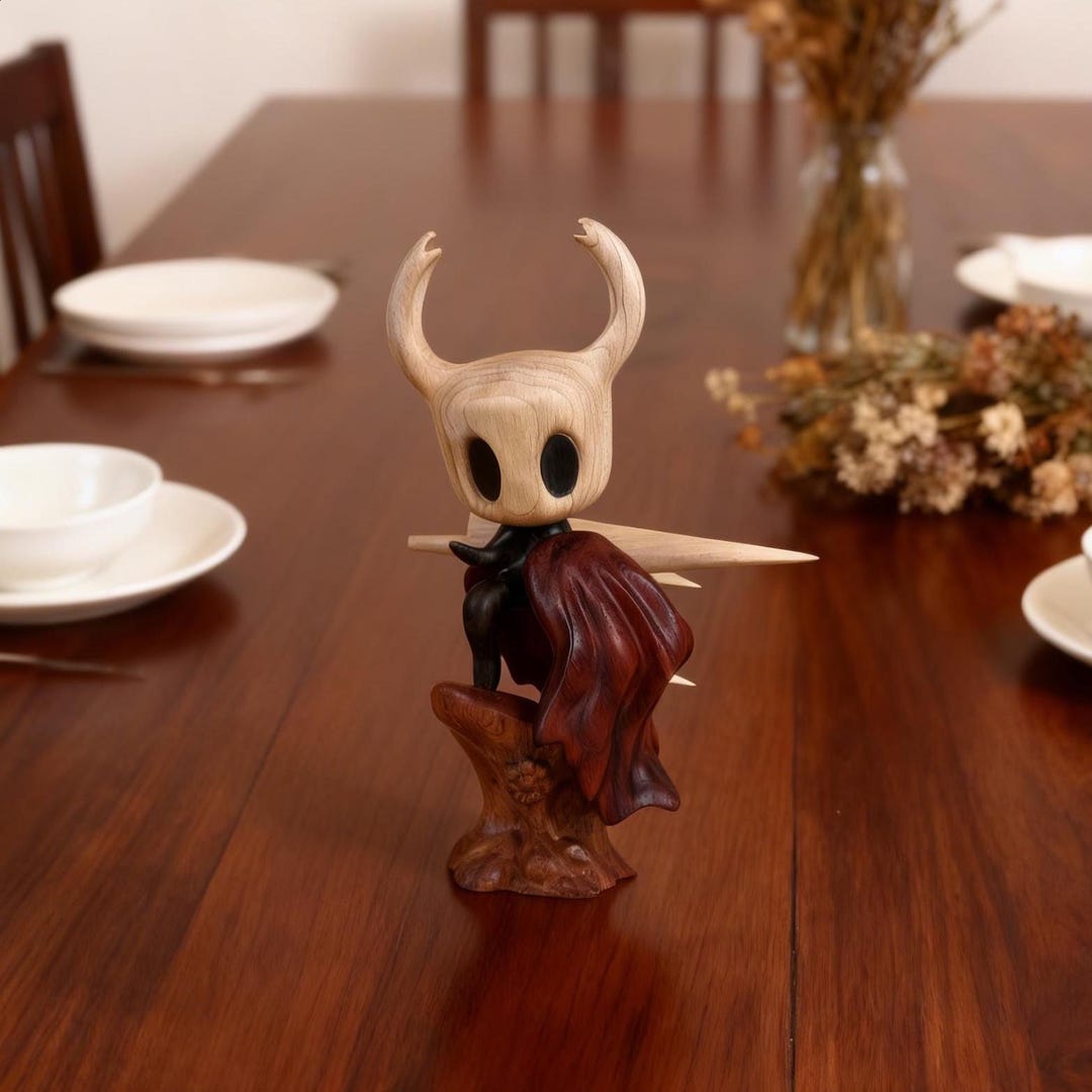 Handmade Hollow Knight Wooden Figurine, Game Inspired Wooden Statue ...