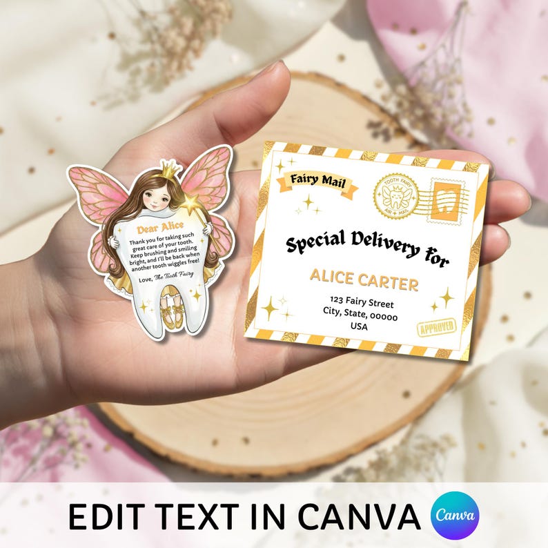 Editable Mini Tooth Fairy Letter Set Gold, Printable Tooth Fairy Kit ...