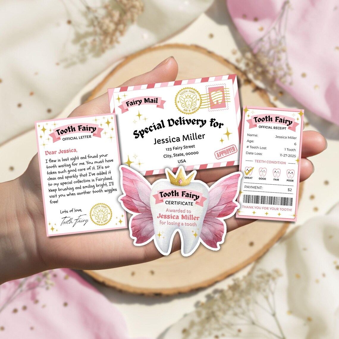 Editable Mini Tooth Fairy Letter Set Pink, Printable Tooth Fairy Kit ...