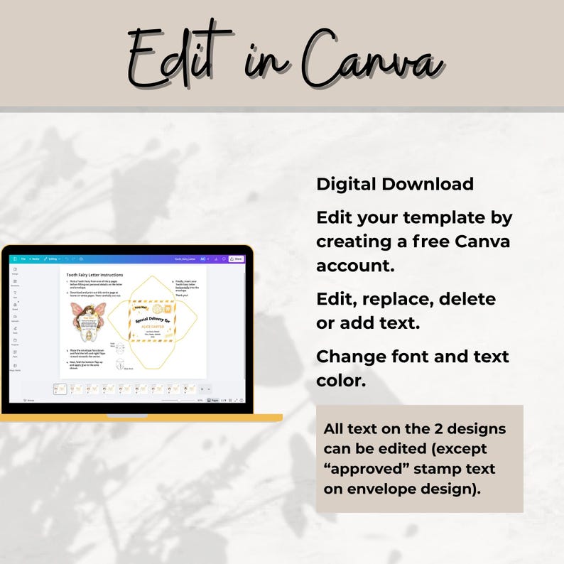 Editable Mini Tooth Fairy Letter Set Gold, Printable Tooth Fairy Kit ...