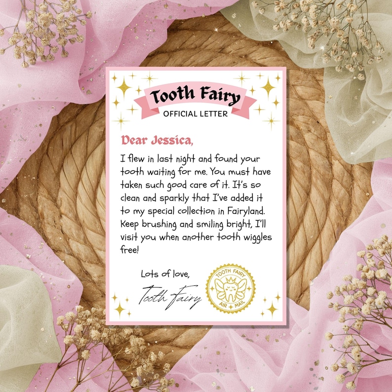 Editable Mini Tooth Fairy Letter Set Pink, Printable Tooth Fairy Kit ...