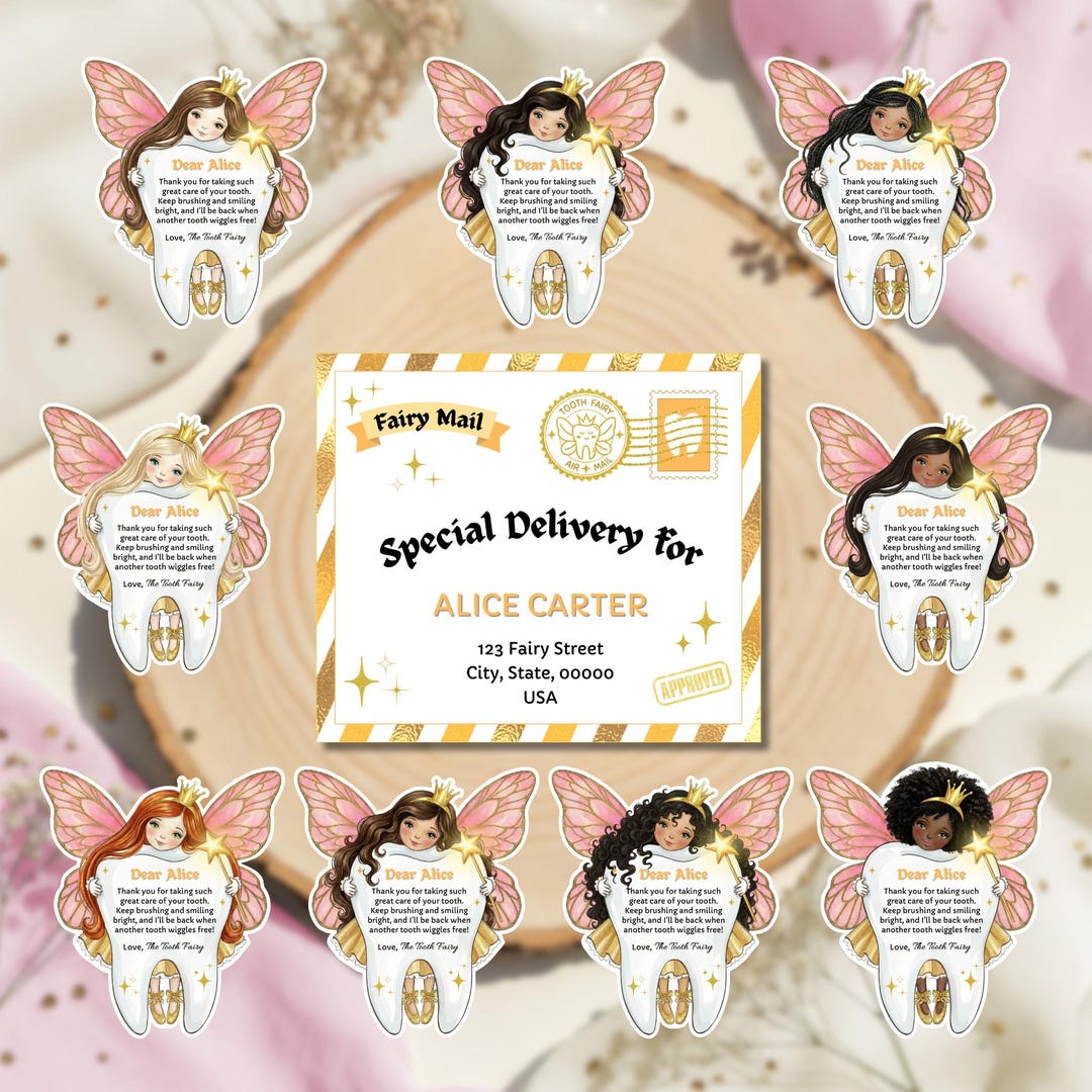 Editable Mini Tooth Fairy Letter Set Gold, Printable Tooth Fairy Kit ...