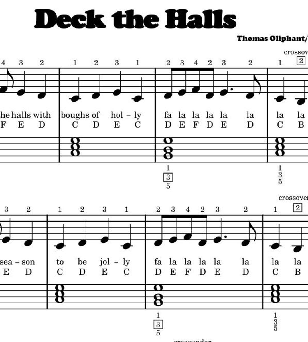 Deck the Halls ~ Level 1 Easy Piano Sheet Music~ Let's Play Music ...