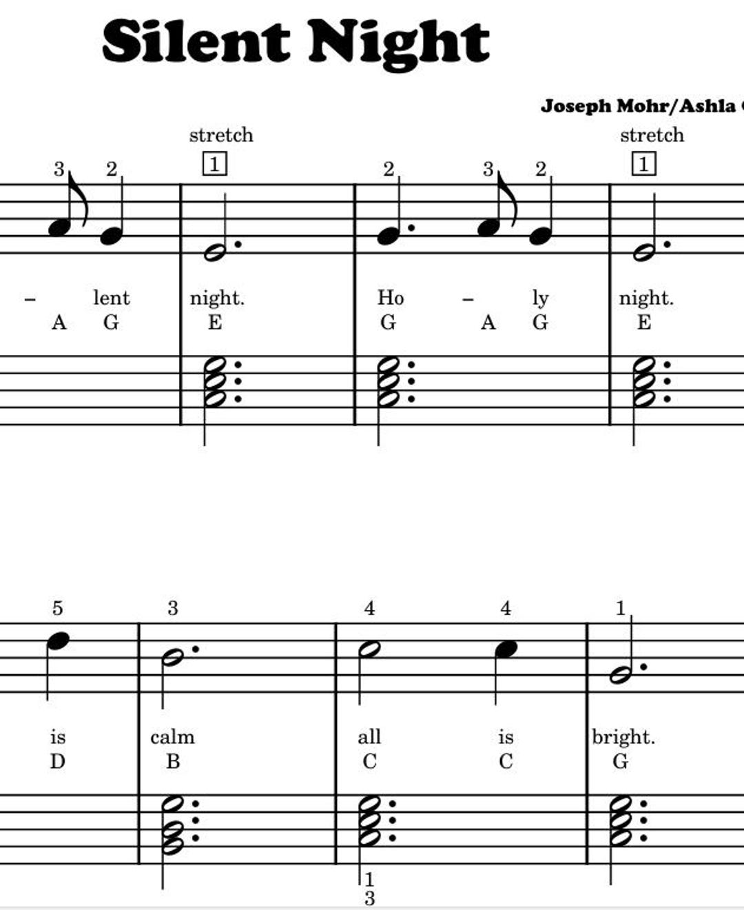 Silent Night ~ Easy Level 1 Piano ~ Christmas Sheet Music ~ Let's Play ...
