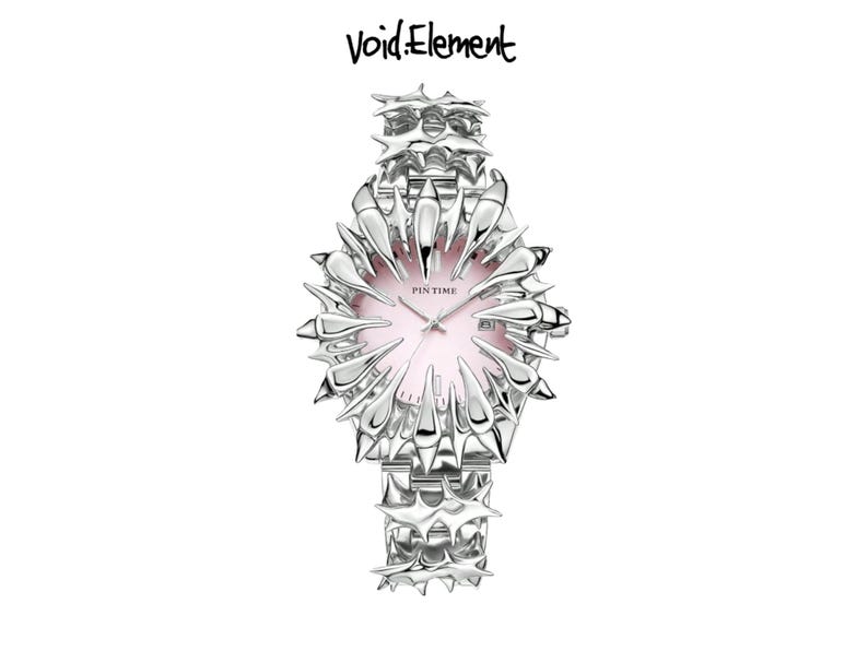 Pink Spike Soldered Style Gothic Chrome Watch Y2K Quartz Silver ...
