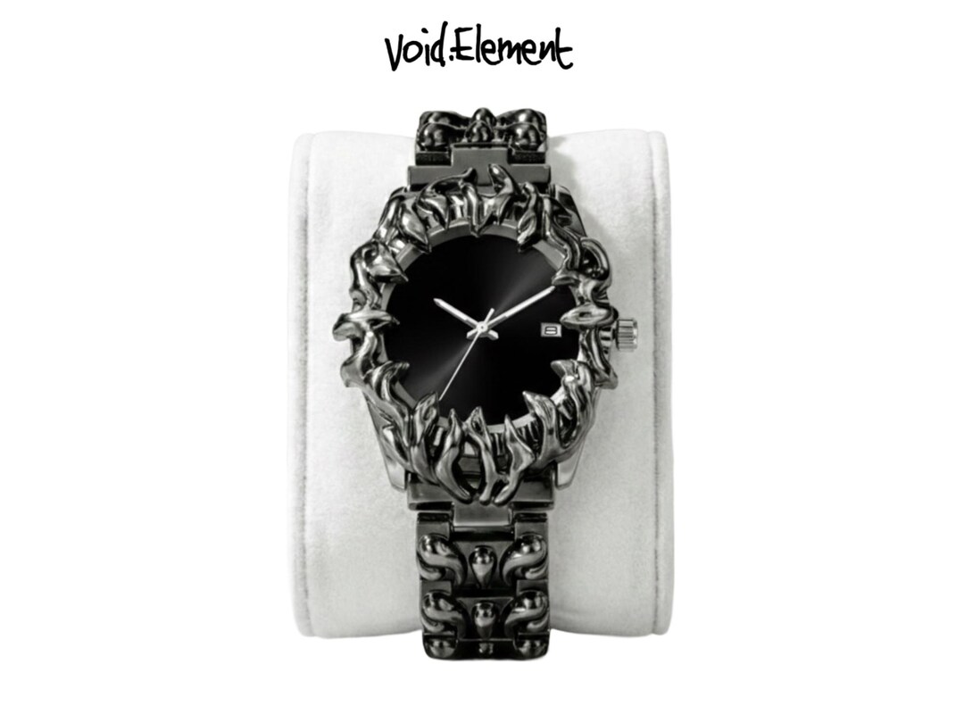 Black Soldered Alabaster Style Opium Gothic Chrome Watch Y2K Quartz ...