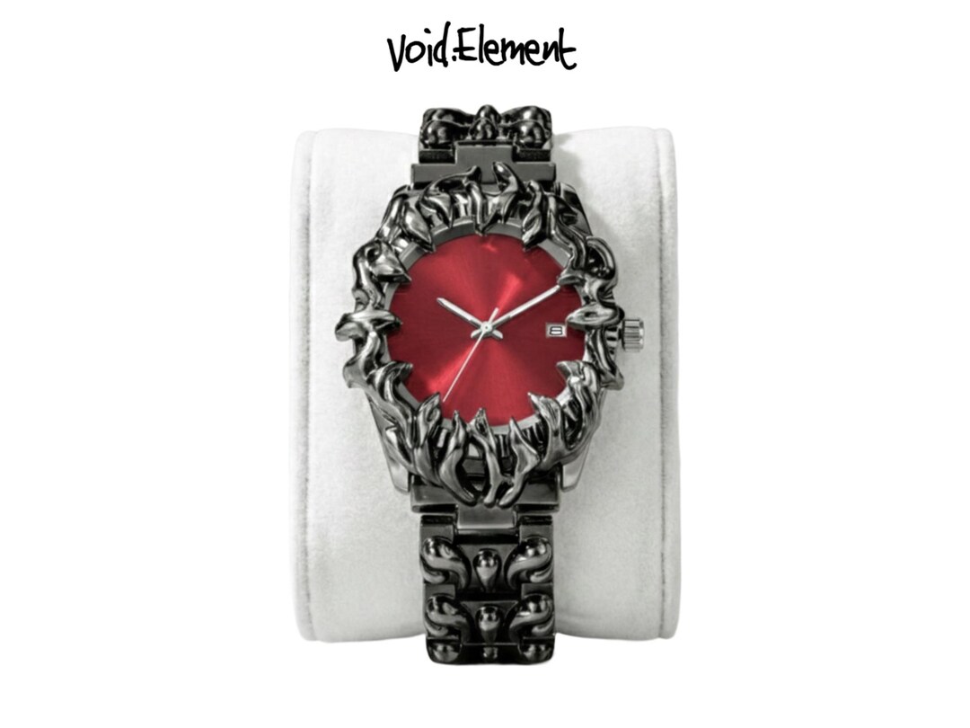 Red Soldered Alabaster Style Opium Gothic Chrome Watch Y2K Quartz ...