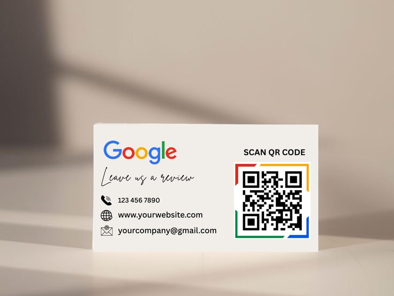 Google Review QR Code Card Template Scan to Leave Feedback Request Card ...