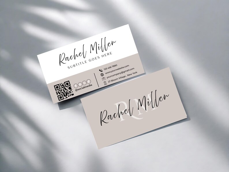 Editable Business Card Template | QR Code | Double-sided Canva Card - Etsy