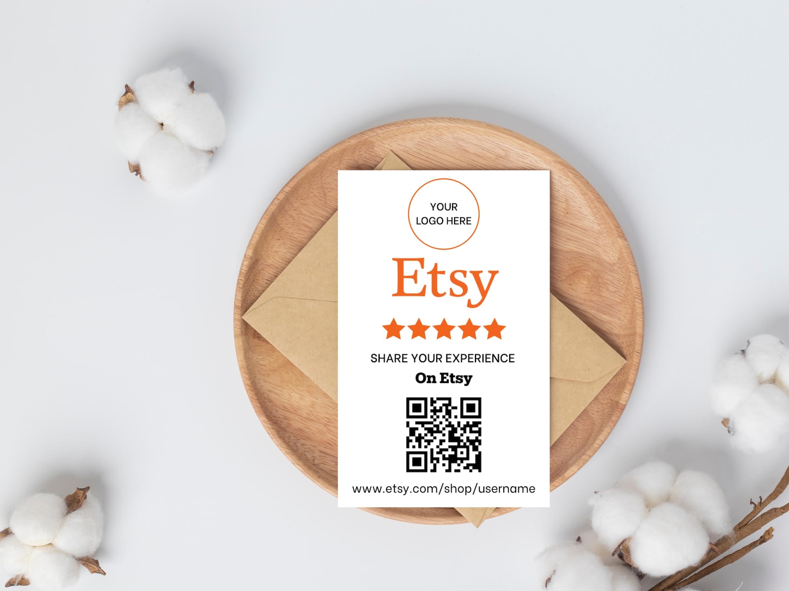 Etsy Review Card Template | QR Code Review Card | Editable Canva ...