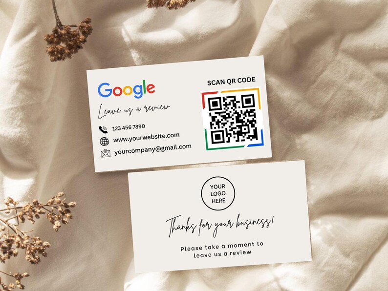 Google Review QR Code Card Template Scan to Leave Feedback Request Card ...