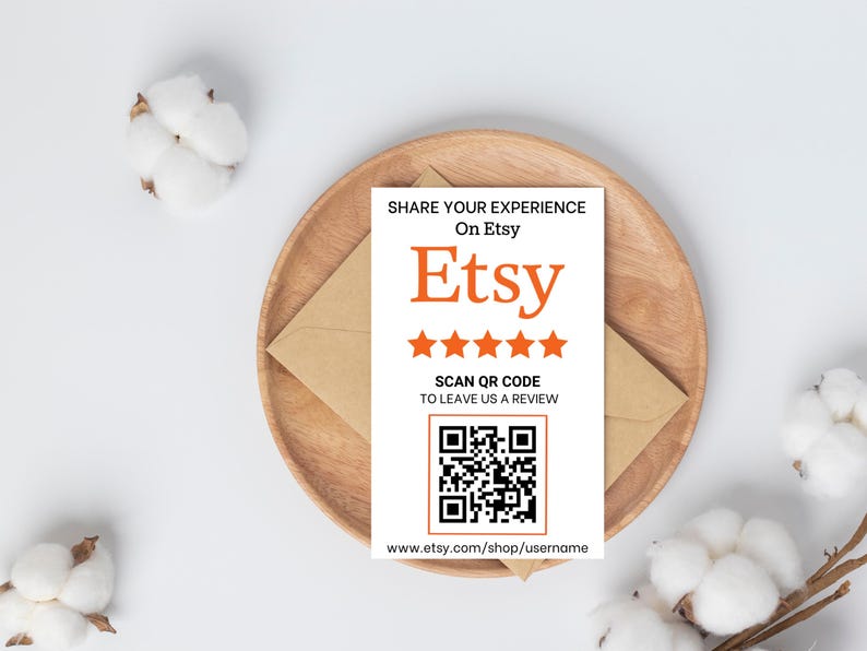 Etsy Review Card Template | QR Code, Editable Canva (50x85mm) Digital ...