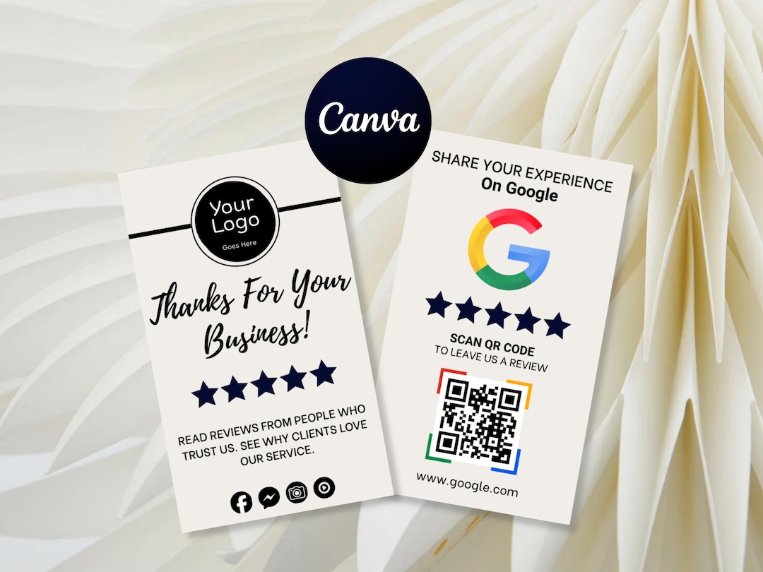 Google Review Card Template – Editable QR Code Request Card | Canva ...
