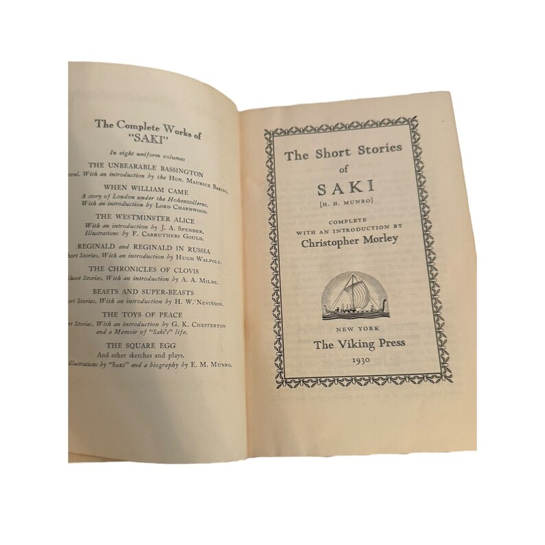 Rare Antique Book 1st Edition the Short Stories of Saki (H. Munro ...