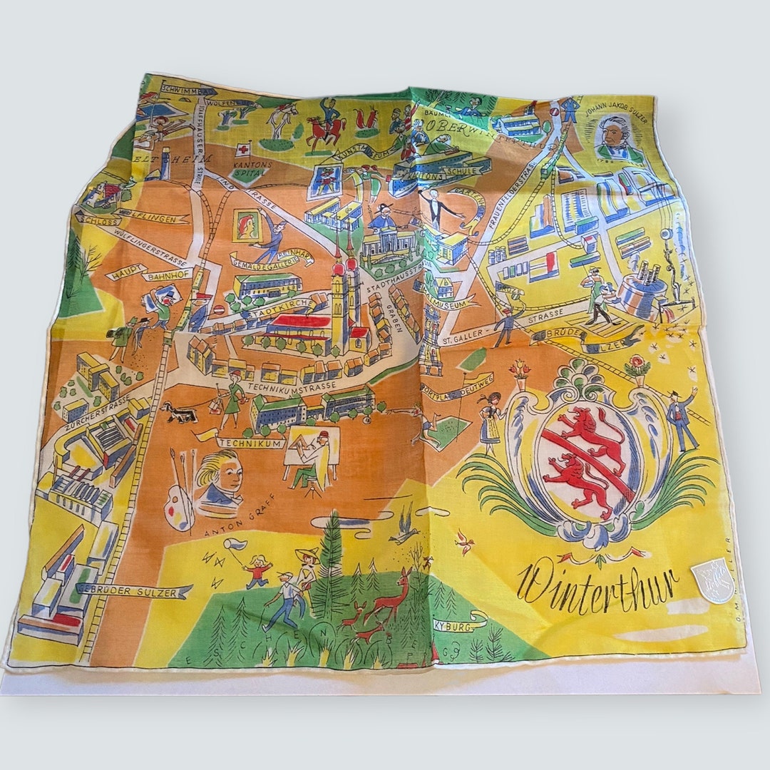 Vintage Cotton Handkerchief Winterthur by Stoffels, Switzerland - Etsy