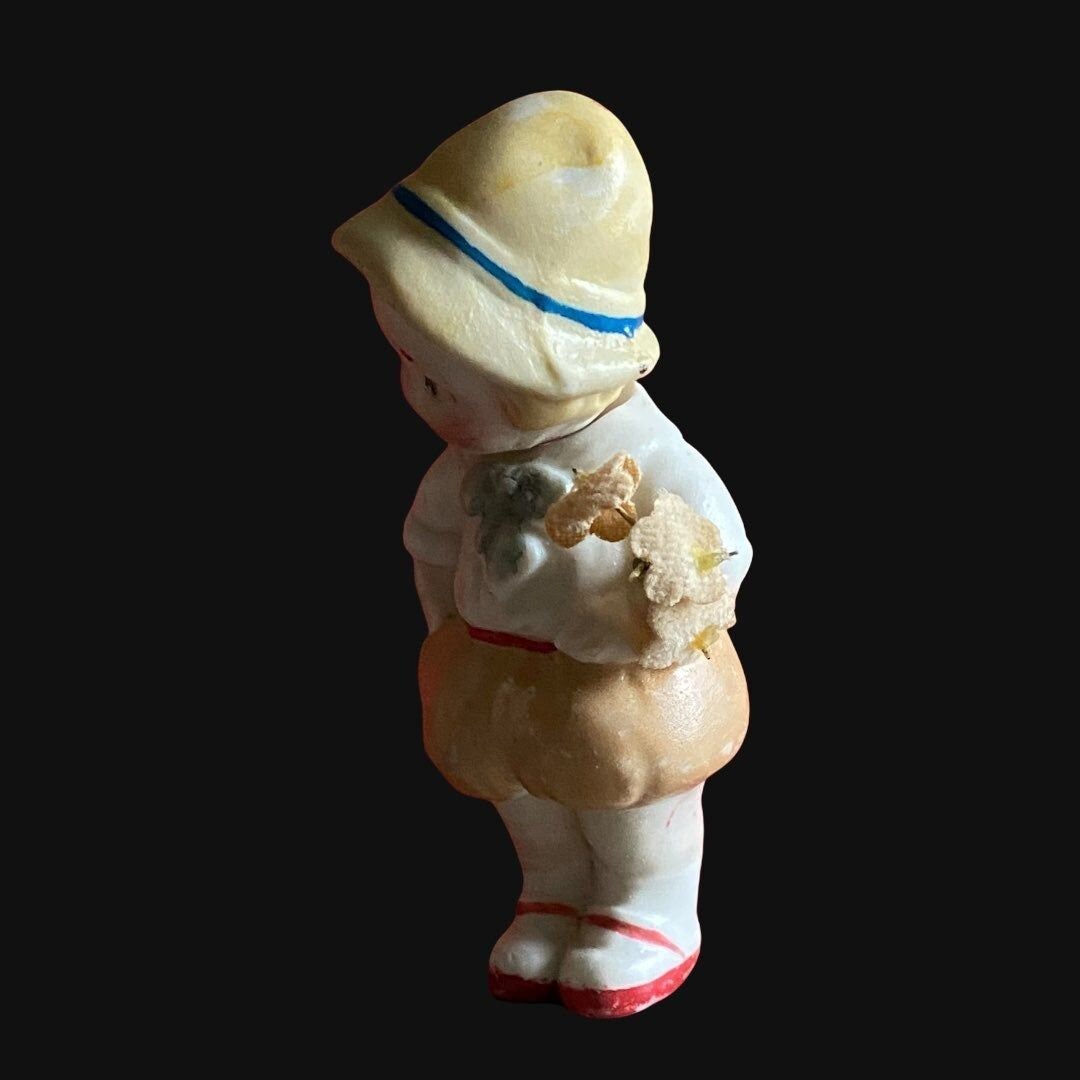 Antique Bisque Nodder Doll With Flowers Figurine - Etsy