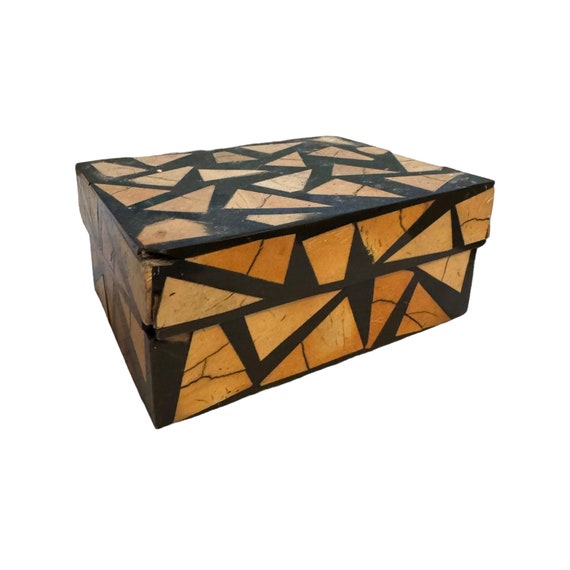 Vintage Art Deco Bamboo Inlay Jewelry Box - Gem