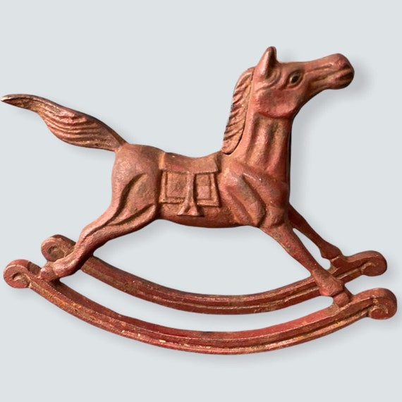 Vintage Cast Iron Rocking Horse - Etsy