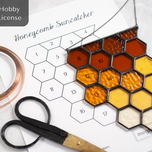 Digital Stained Glass Pattern for Download Honeycomb - Etsy
